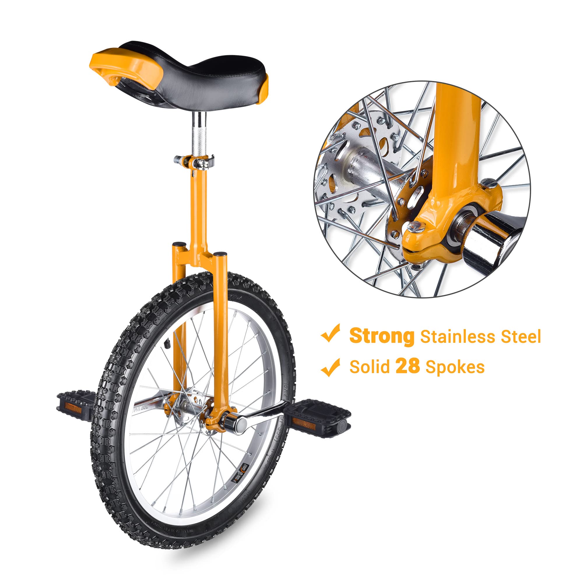 OEM Control Astonishing Yellow 18 Inch in 18" Mountain Bike Wheel Frame Unicycle Cycling Bike with Comfortable Release Saddle Seat