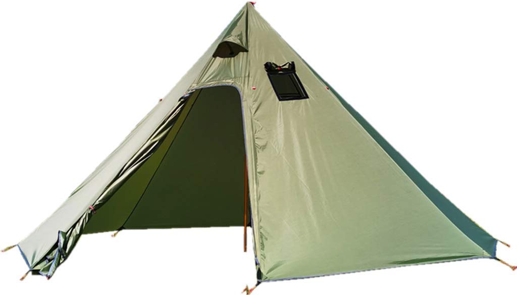 Ultralight 4 Person Tipi Hot Tent with Fire Retardant Stove Jack for Flue Pipes with 2 Doors