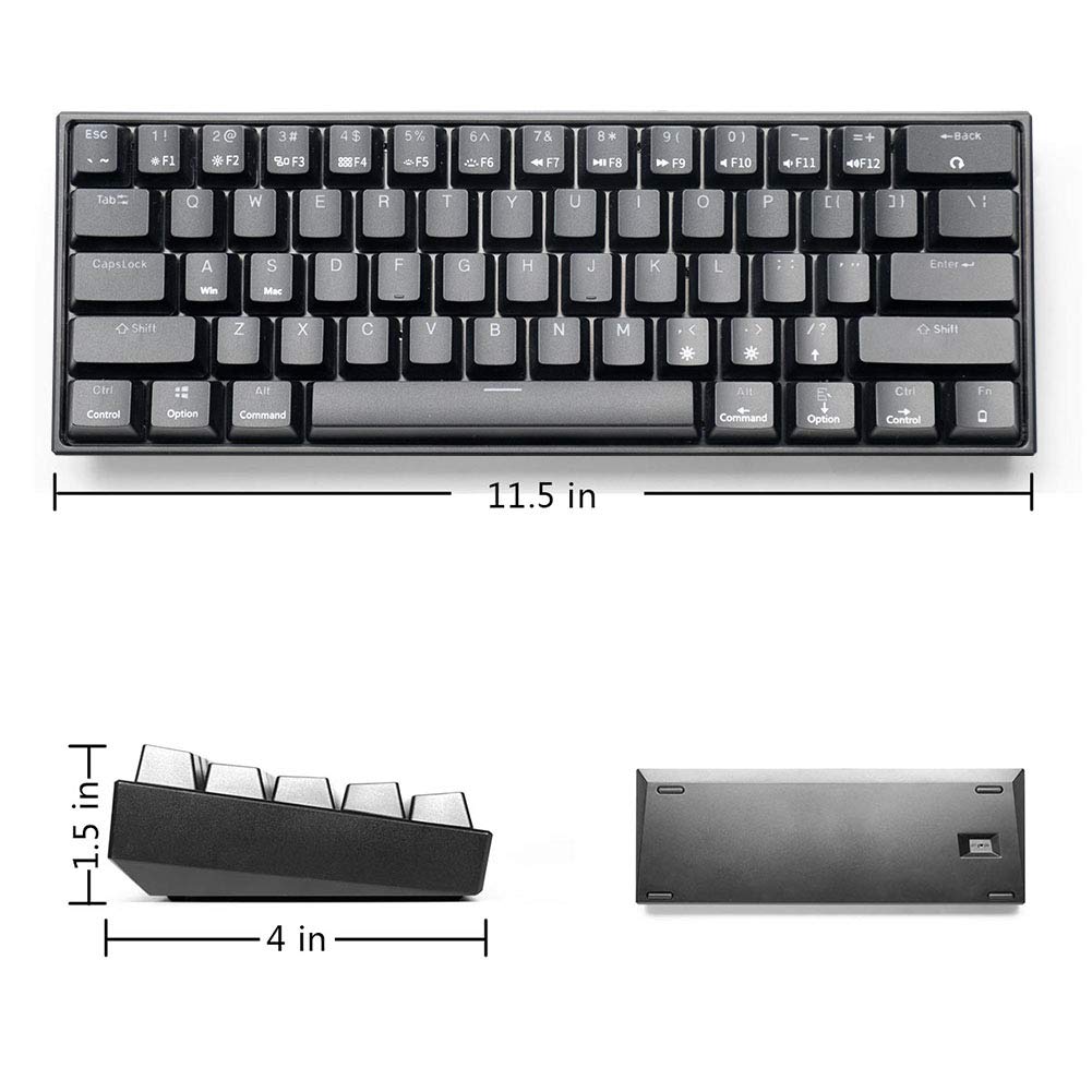 VELOCIFIRE Wireless Bluetooth Mechanical Keyboard, M2 61 Keys Mini 60% Mechanical Gaming Keyboard, RGB Backlit Hot Swappable Gateron Red Switch Black Keyboard