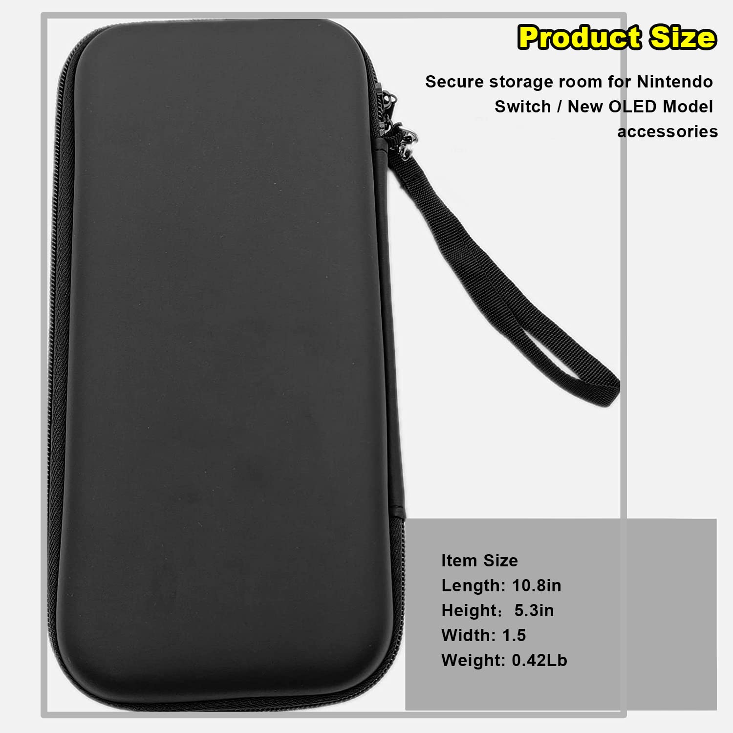 Switch Carrying Case Compatible with Nintendo Switch and New Switch OLED Console, Portable Hard Shell Pouch Carrying Travel Game Bag for Switch Accessories Holds 10 Game Cartridge, Black