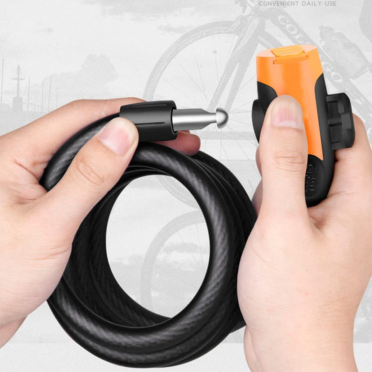 UFFD Bike Lock, Bike Locks Cable Lock Coiled Secure Keys Bike Cable Lock with Mounting Bracket (Color : BlackB, Size : 1.2mx4.83mm)