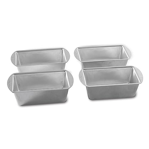 Nordic Ware Natural Aluminum Commercial Mini Loaf Pans, Four 2-Cup Pans