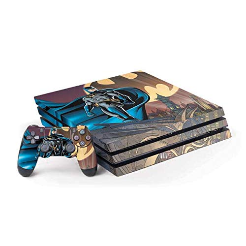 Skinit Decal Gaming Skin Compatible with PS4 Pro Console and Controller Bundle - Officially Licensed Warner Bros Batman in The Sky Design
