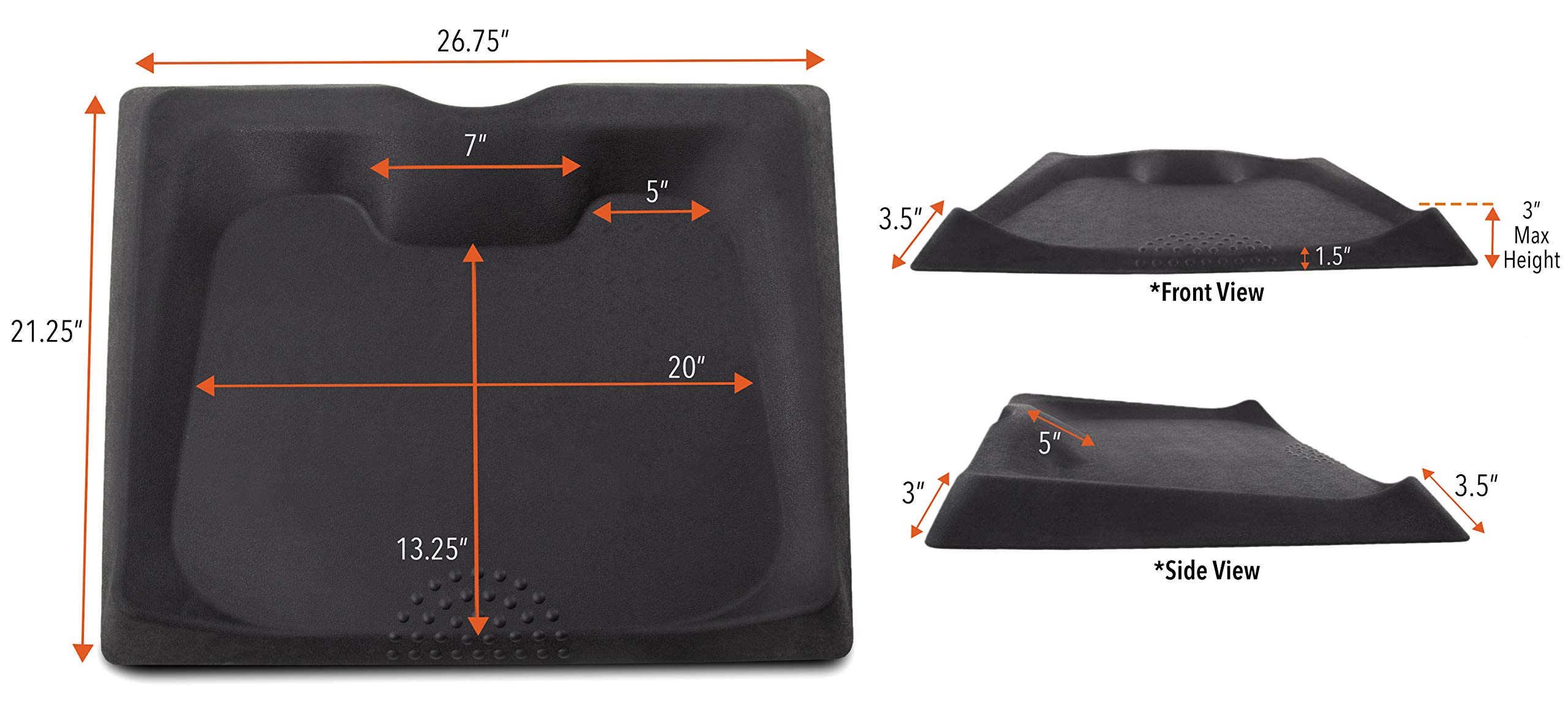 Stand Steady Mountain Mat | Anti Fatigue Mat for Active Standing | Ergonomic Standing Mat with Raised Gel Foam Padding for Calf & Arch Support | Massage Floor Mat for Standing Desk (27x21in/Black)
