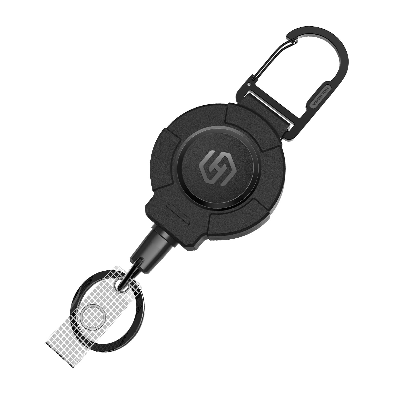 Retractable Keychain,Heavy Duty Carabiner Badge Holder,ID Card Holder with Belt Clip,31.5" Badge Reel,8 OZ Retractable Key Holder,Black