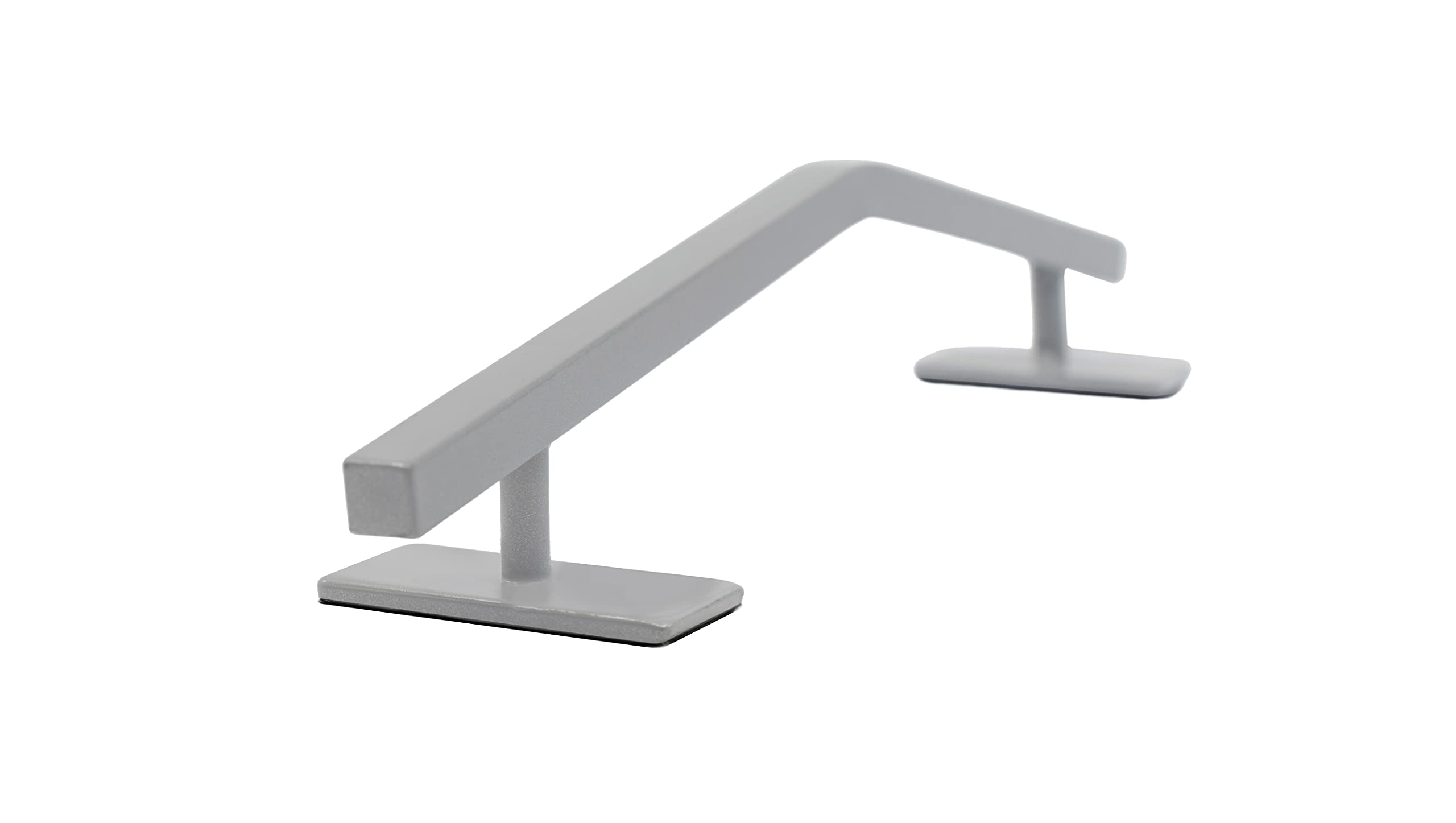 Teak Tuning Straight, Mellow Peak Style Fingerboard Rail, 12" - Custom Designed Premium Solid Steel Construction, Matte Powder Coated Finish in Grey Mist - Superior Non-Slip Feet