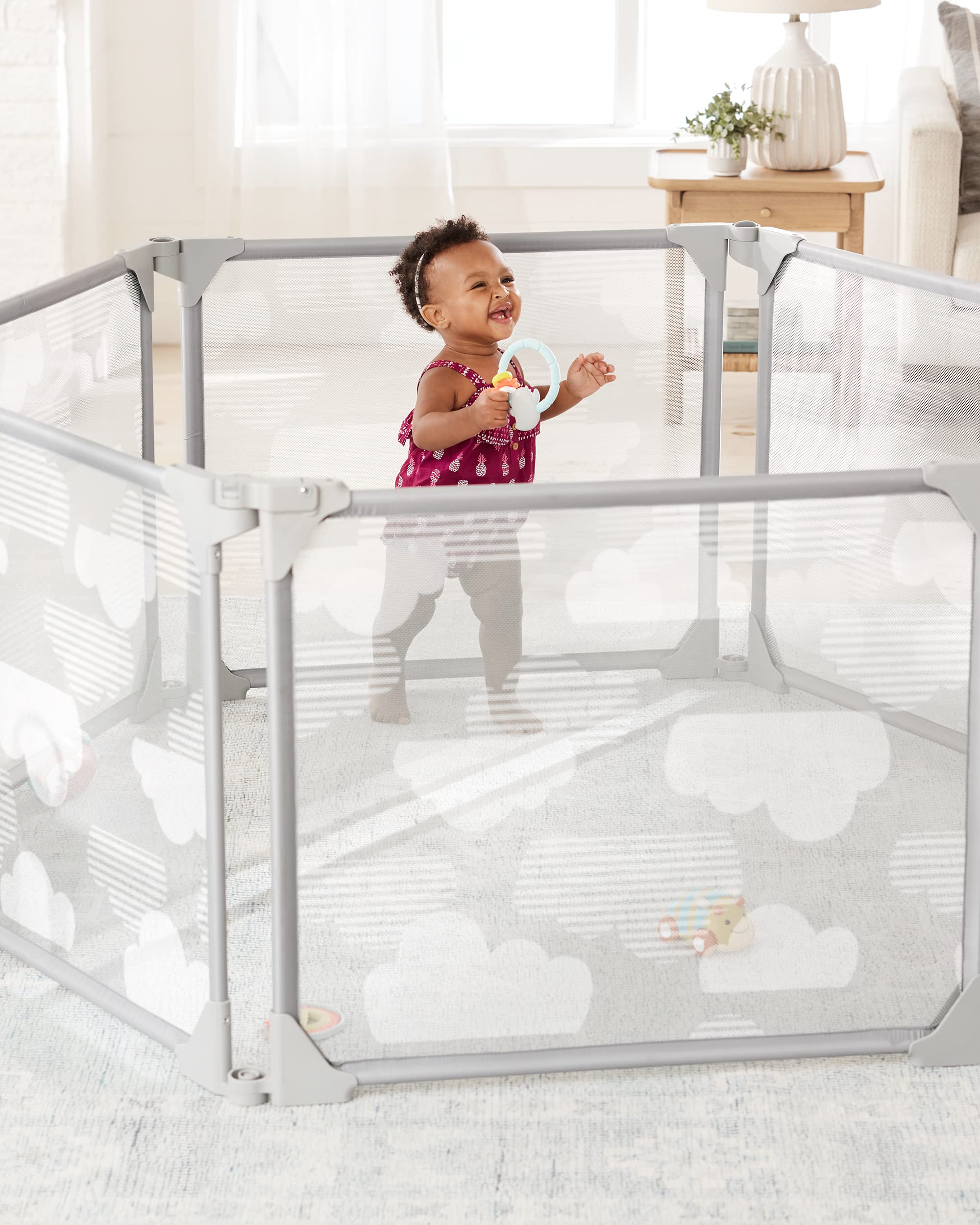 Skip Hop Expandable Baby Gate, Playview Enclosure, Silver Lining Cloud