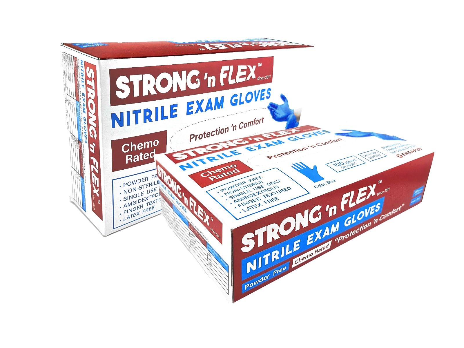 STRONG 'n FLEX Box of Medium Nitrile Exam Gloves, 100 ambidextrous gloves