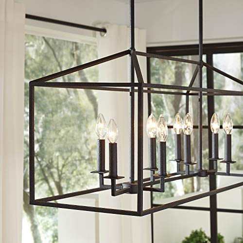Sea Gull Lighting 6615008-839 Perryton Eight Light Island Pendant Hanging Modern Light Fixture, Blacksmith Finish