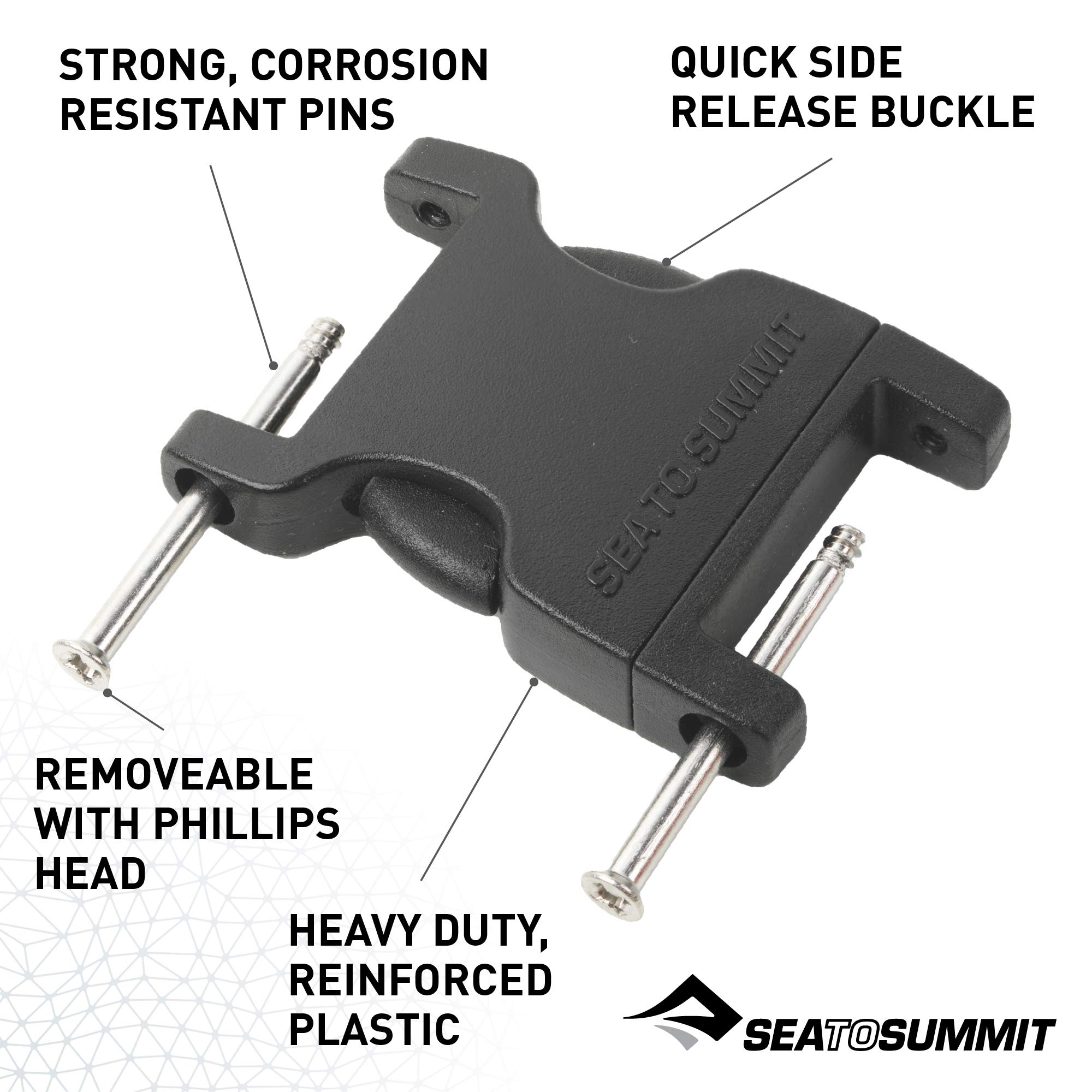 Sea to Summit 2 Pin Field Repair Side Release Buckle-Black, 20 mm
