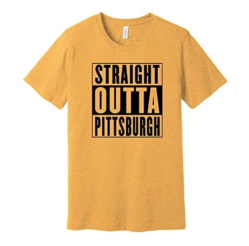 Straight Outta Pittsburgh - Represent Pennsylvania - Hip Hop Parody Shirt - Black and Gold Version - Gold - XXL