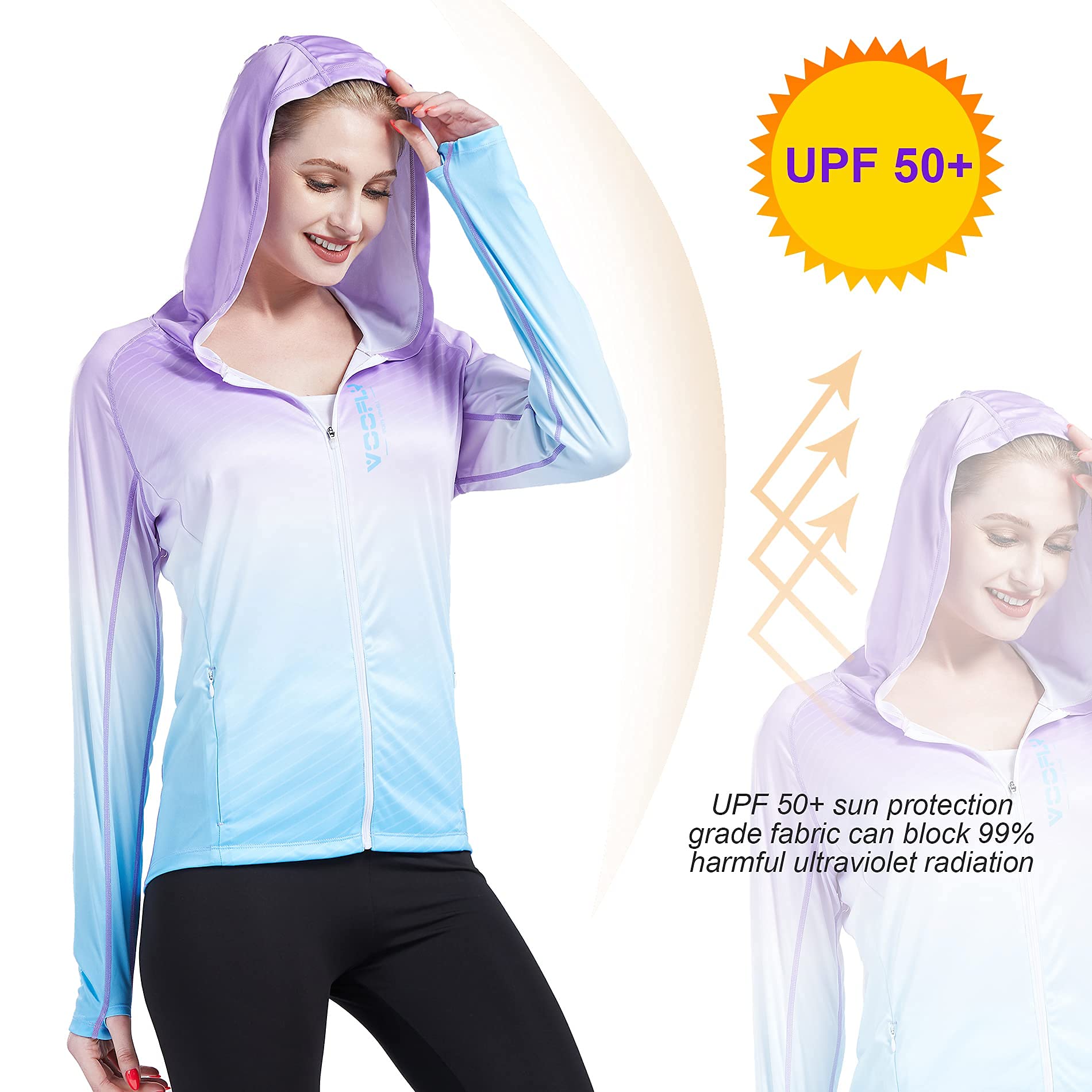 Sun Shirts for Women Long Sleeve UV Protection Fall Hiking Shirt Fishing Apparel Purple L
