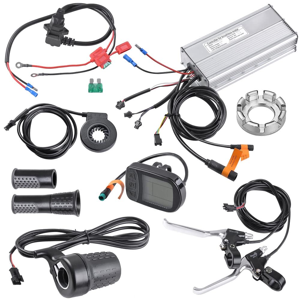 ZeHuoGe Electric Bicycle Motor Kit w/LCD Display Pedal Assistance System 48V 1000W 26"x1.75" Front/Rear Wheel Powerful Motor E-Bike Conversion Kit (Front)