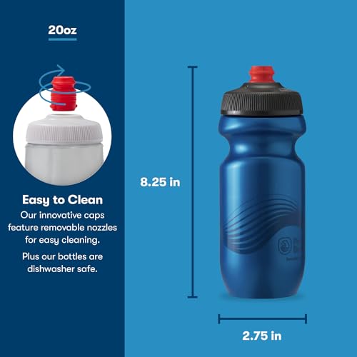 Polar Bottle - Breakaway - 20oz Wave, Deep Blue & Charcoal - Insulated Water Bottle for Cycling & Sports, Keeps Water Cooler Longer, Fits Most Bike Bottle Cages