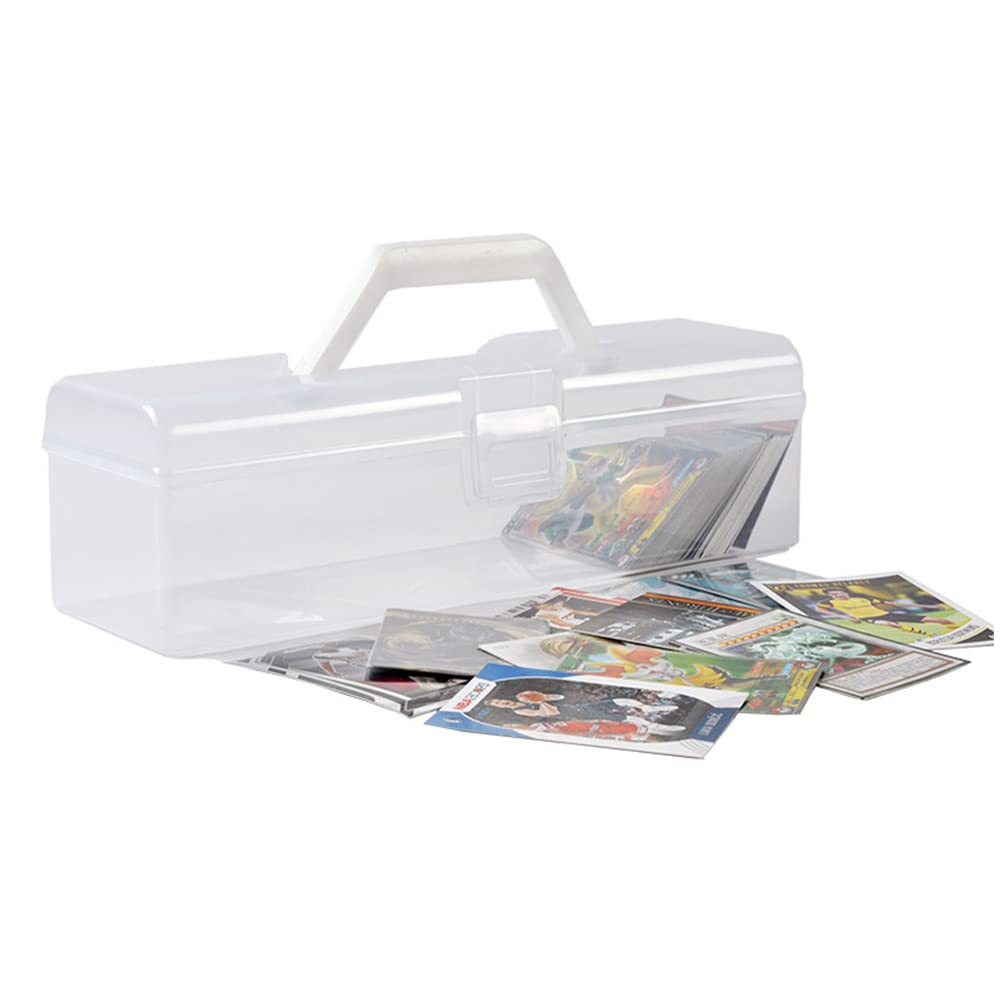 YUZUHOME Clear Yugioh Card Box, Yugioh Cards Case,Storage Boxes With Handle for Yugioh Cards, White 1Pack