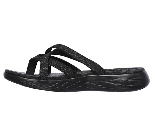 Skechers Women's ON-The-GO 600-DAINTY Sandal, Black/Gray, 5 Wide