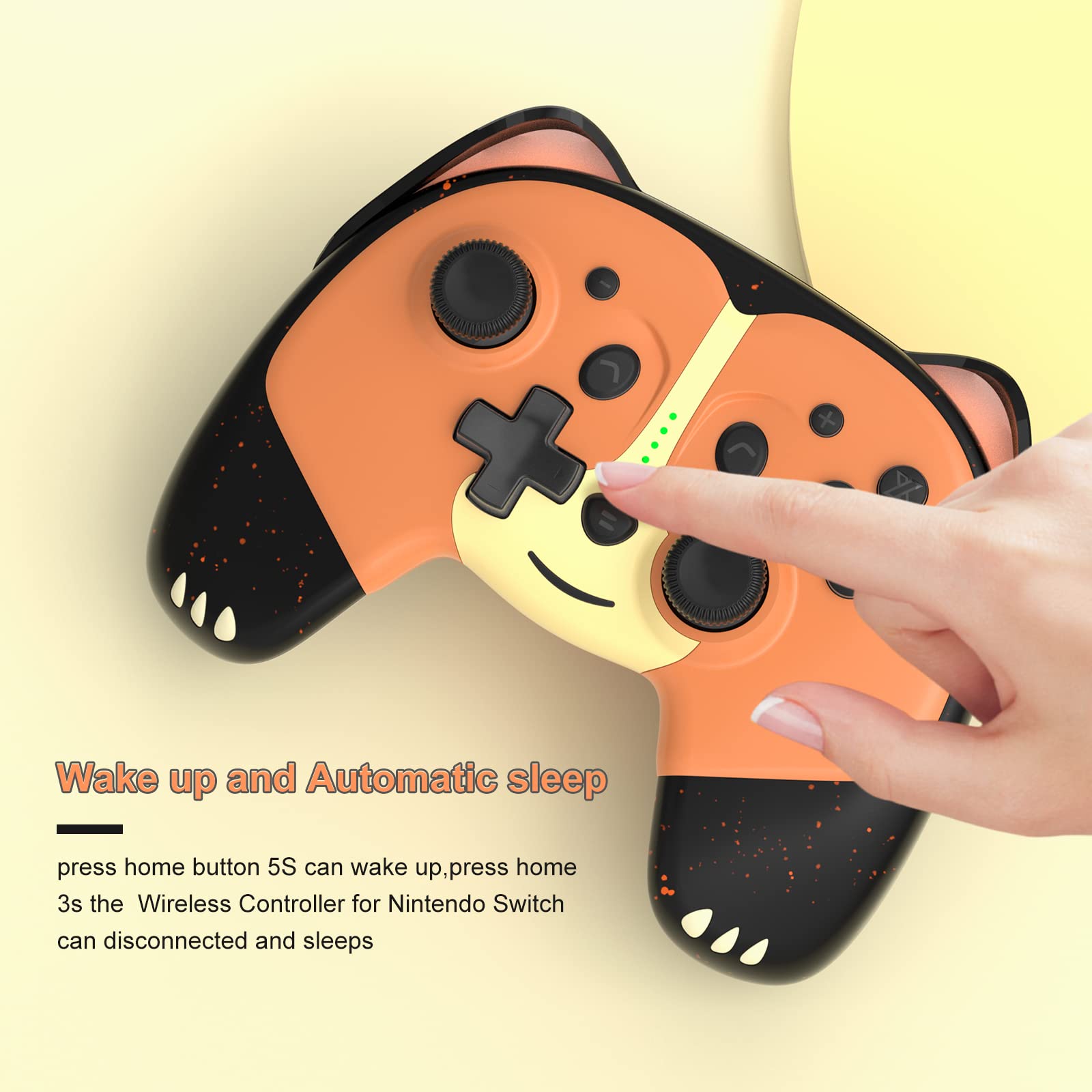Wireless Controller for Nintendo Switch, PowerLead Cute Pro Controller for Switch, Kawaii Cartoon Gamepad Compatible with Switch Lite/OLED with Wake-up Function, Turbo Vibration and Breathing Light