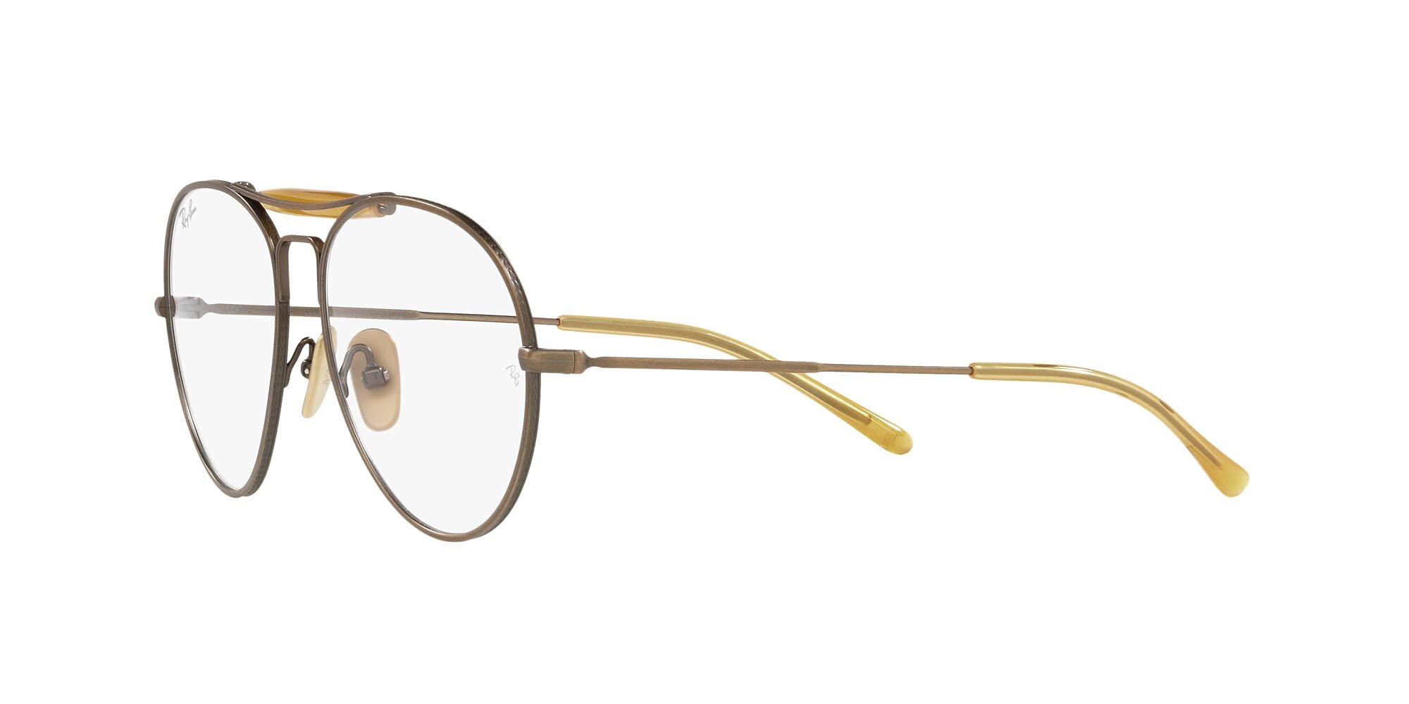 Ray-Ban RX8063V Titanium Aviator Prescription Eyewear Frames, Demi Gloss Antique Gold/Demo Lens, 55 mm