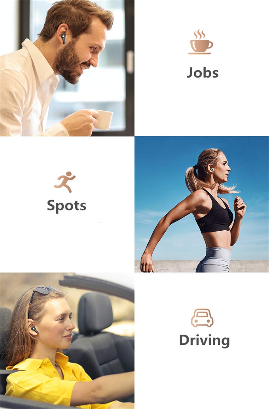 Wireless Earbuds Bluetooth 5.0 Headphones,40H Playtime w/Wireless Charging Case,IP6 Waterproof/Touch Control/TWS Stereo Bluetooth Earphones in-Ear w/Mic Headset for Running Workout Gym