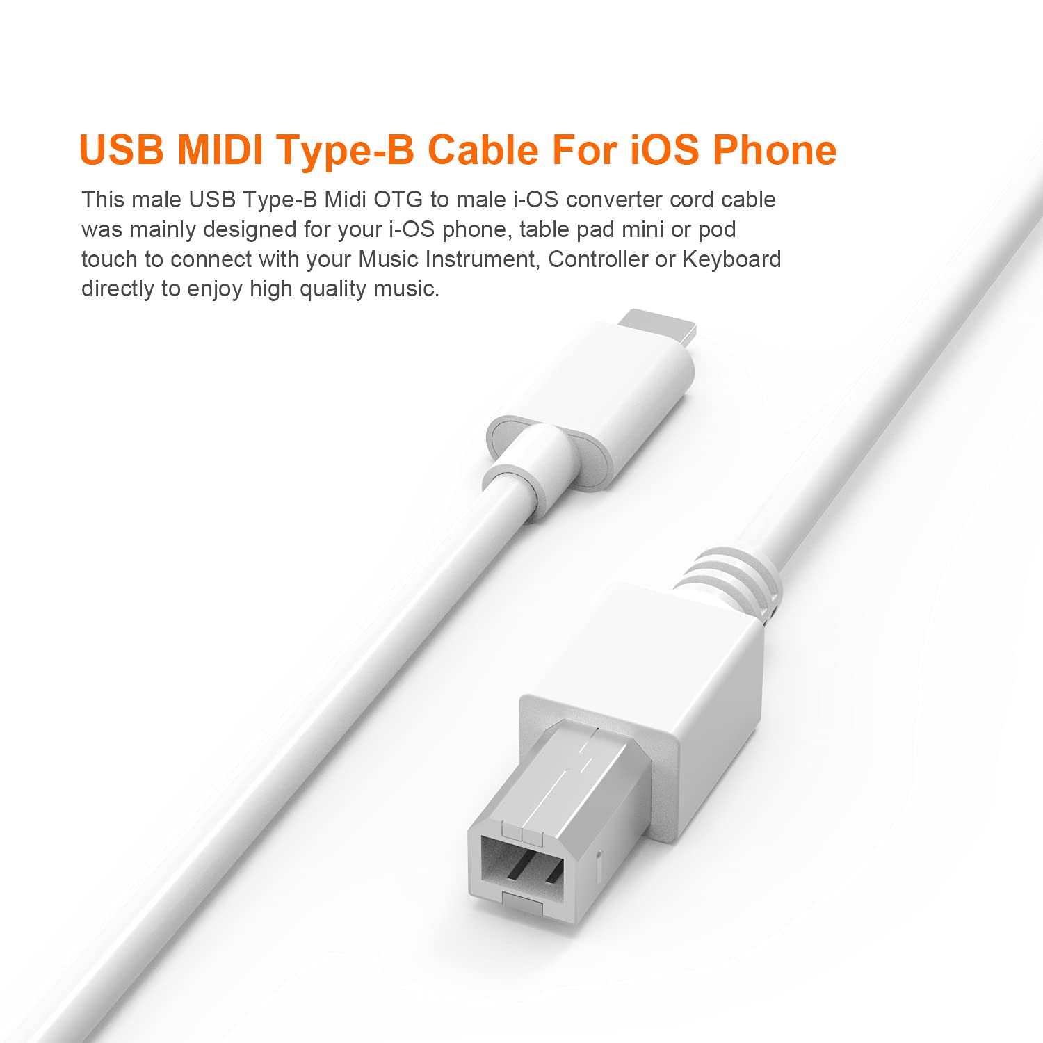 zeilala USB Midi B to i-OS Phone OTG Cable Connector Compatible for Midi Controller,Keyboard,Electronic Music Instrument,Piano,Recording Audio Interface,Organ Drum,USB Microphone.(3.3Ft)