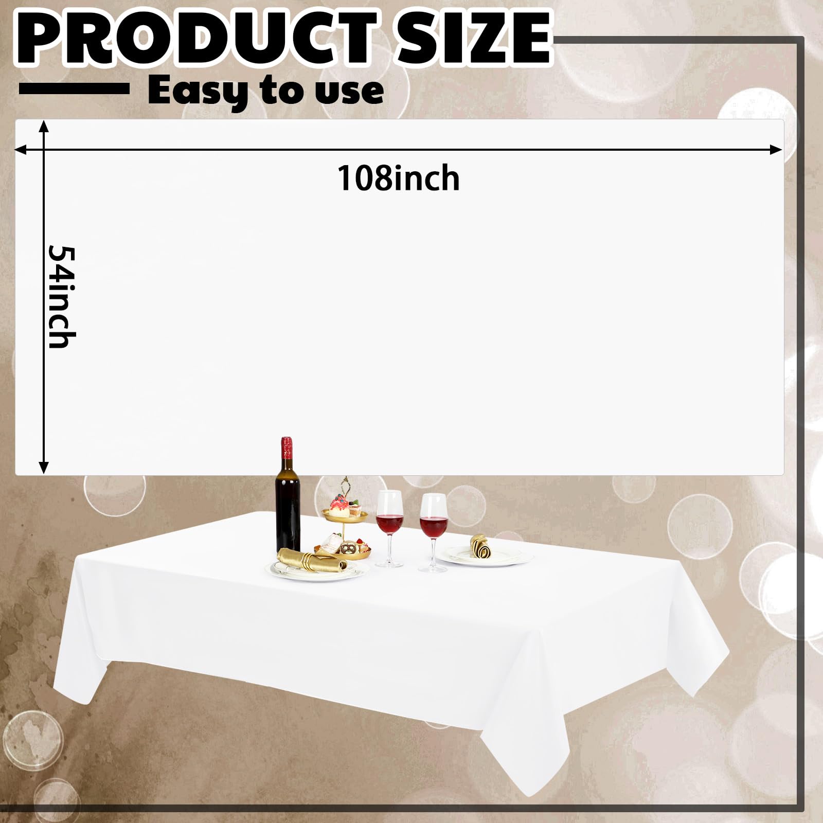 Preboun 3 Pcs Vinyl Tablecloth 54 x 108 Inches Rectangle Vinyl Flannel Backed Tablecloth Waterproof Plastic Vinyl Table Cover for Dinner Kitchen Outdoor Indoor Rectangle Tables (Red)