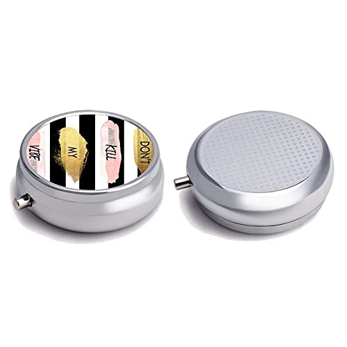 Udoosun Round Pill Box,Compact 3 Compartment Medicine Case,for Pocket,Purse,Portable Medicine Tablet Vitamin Holder Travel Gift Don't Kill My Vibe