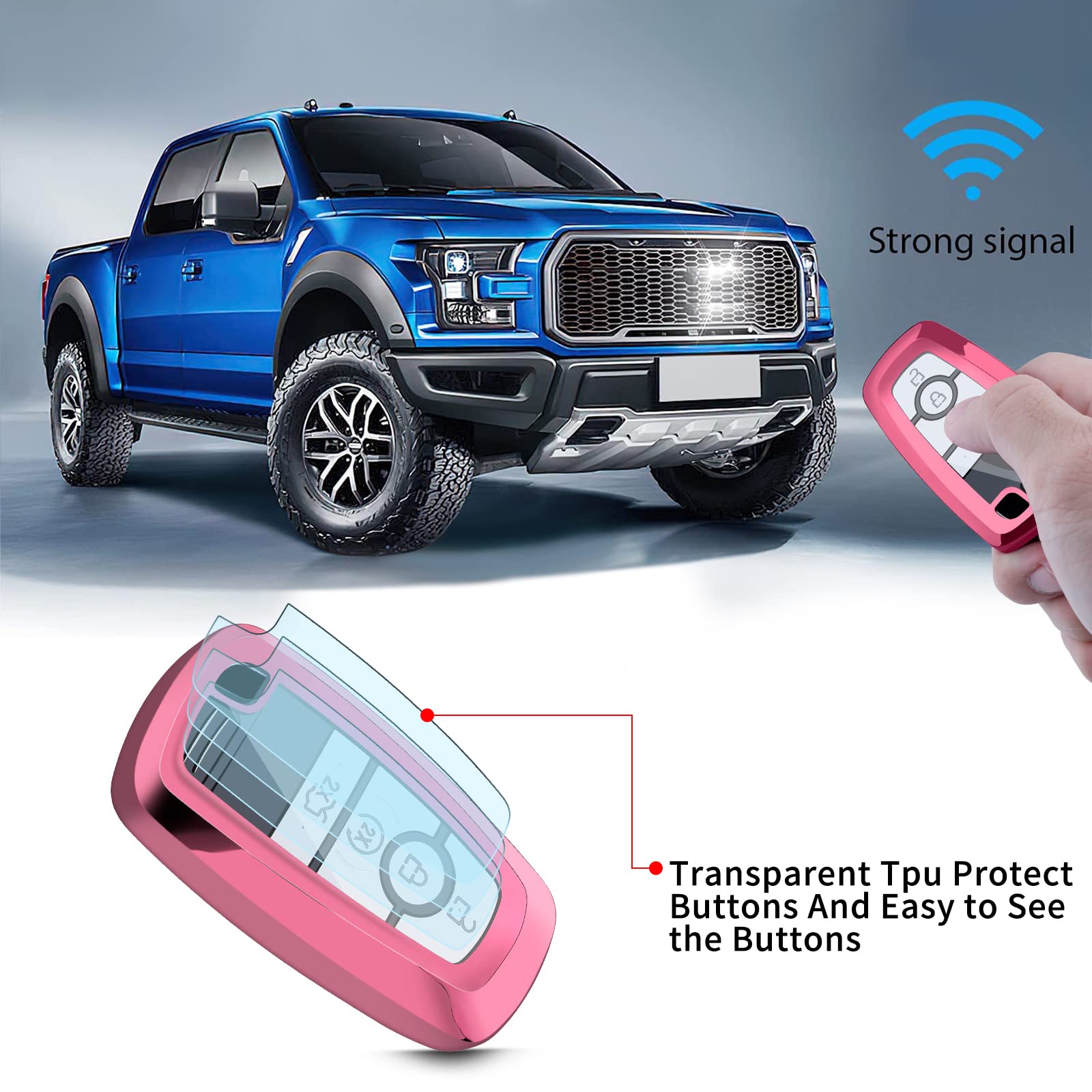 TPU Smart Key Fob Case Compatible for 2019-2021 Ford Fusion, Explorer, Escape, Edge, F-150, Mustang and More Models