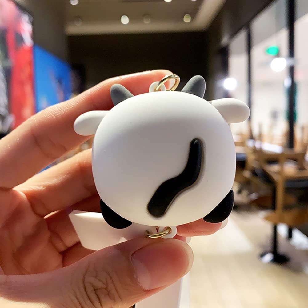 Sviiok SHANGPIN Cow Keychain,Farm Gift,Car Accessories,Cute Print Decor for Women Car Keys, White, 9 * 5