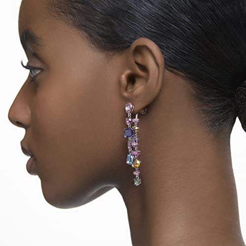 SWAROVSKI Gema drop earrings, Multicolored, Rhodium Finish, Brass