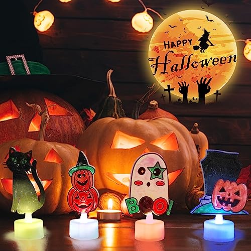 Suncatchers for Kids to Paint,Halloween Decorations DIY Led Light Up Suncatchers,Halloween Classroom Prizes,Halloween Crafts for Kids, Ages 4,5,6,7,8,9