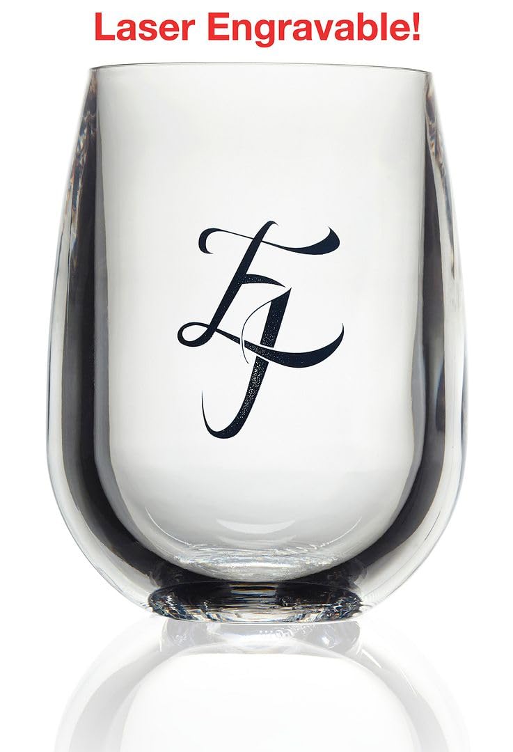 Symglass Unbreakable Clear Stemless Wine Glass Looks,Feels,Weighs Same as Glass(.58lbs),DW Safe!2PK
