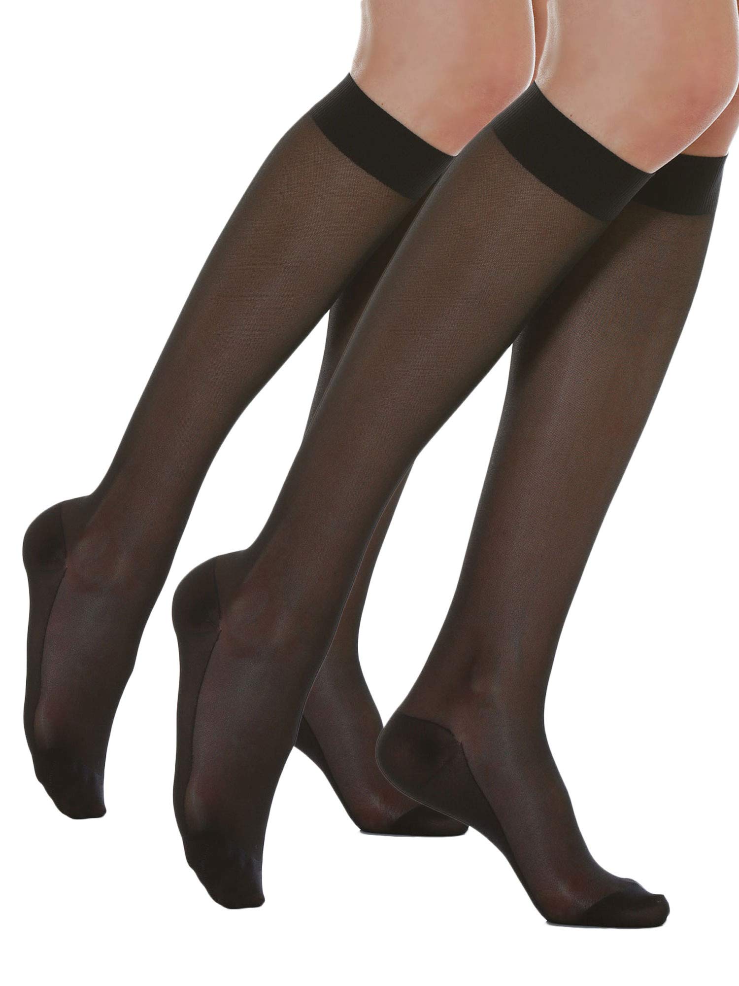 RELAXSAN Basic 750 (2 Pairs - Black 3/L) - light support knee high socks 10-15 mmHg, 100% Made in Italy