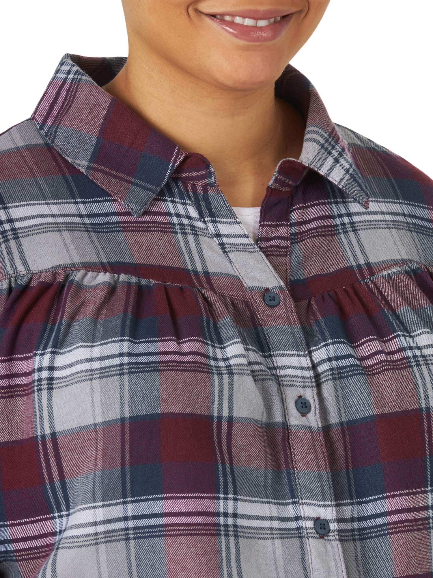 Riders by Lee Indigo Women's Plus Size Long Sleeve Semi-Fitted Flannel Shirt, Olive Night, 2X