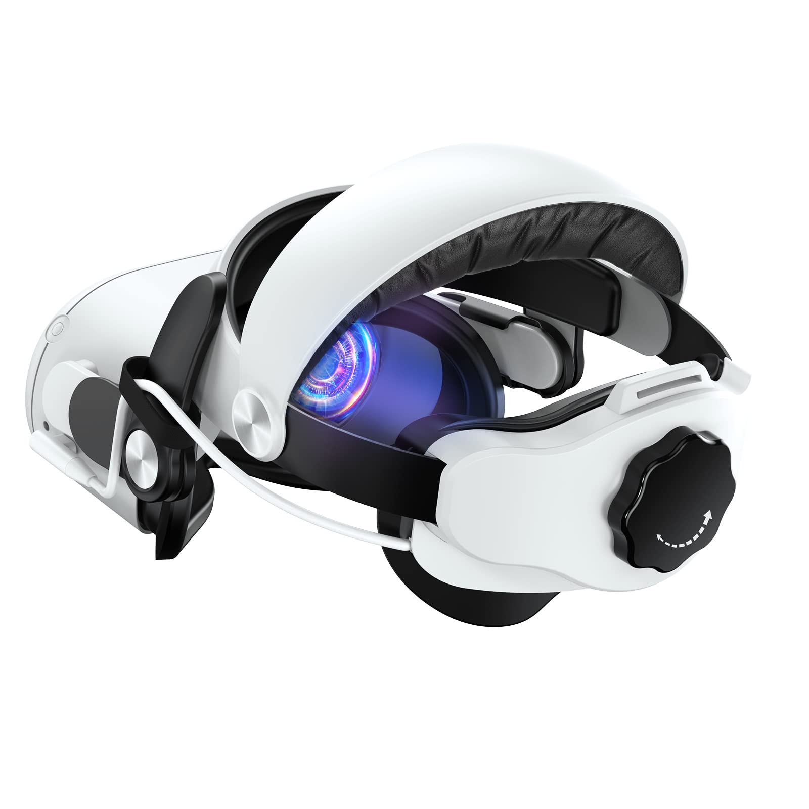VINDIJA Adjustable Head Strap for Oculus Quest 2 with Battery, Built-in 5300mAh, Replacement Elite Strap for Quest 2 Accessories with Head Cushion Reduce Face Head Pressure Increase Comfortable Touch