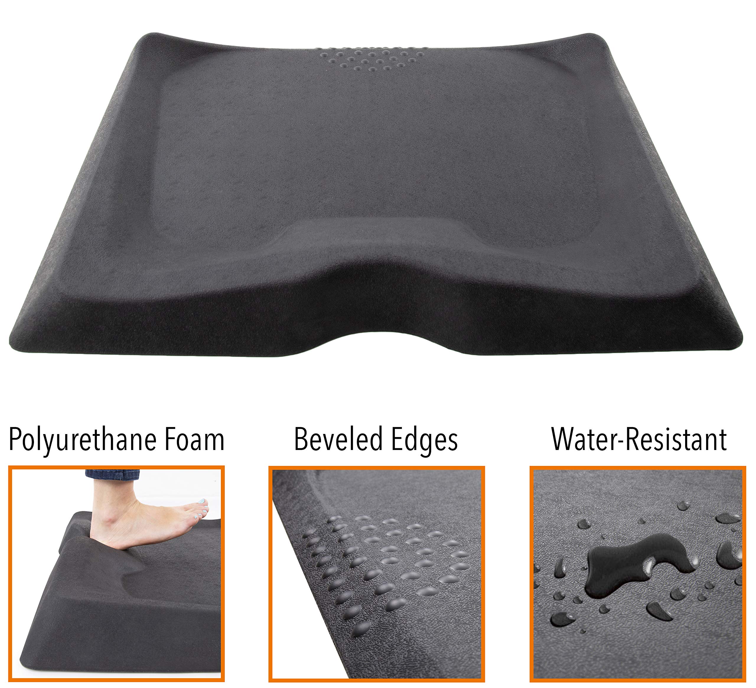 Stand Steady Mountain Mat | Anti Fatigue Mat for Active Standing | Ergonomic Standing Mat with Raised Gel Foam Padding for Calf & Arch Support | Massage Floor Mat for Standing Desk (27x21in/Black)