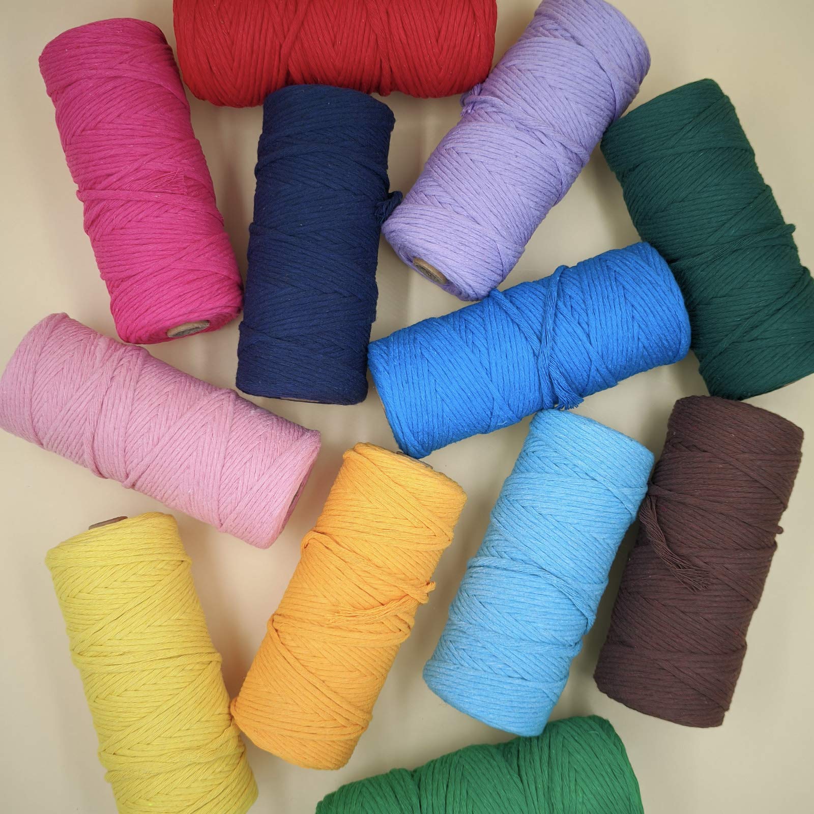 Wool Queen 3mm 109 yd Single Stand Twisted Macreme Cord Cotton Rope for DIY Crafts, Wall Hangings, Plant Hangers, Gift Wrapping and Wedding Decorations-Sky Blue