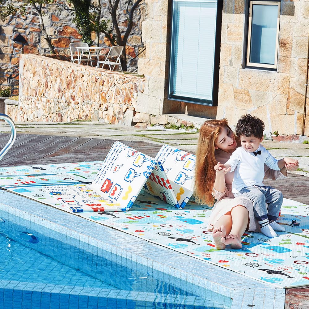 Reversible Baby Play Mat & Exercise Mat - Fun & Stylish Foam Floor Playmat for Kids and Infants. Elegant Room Decor Transforms into Large Fun Activity Gym Mat (Llama)