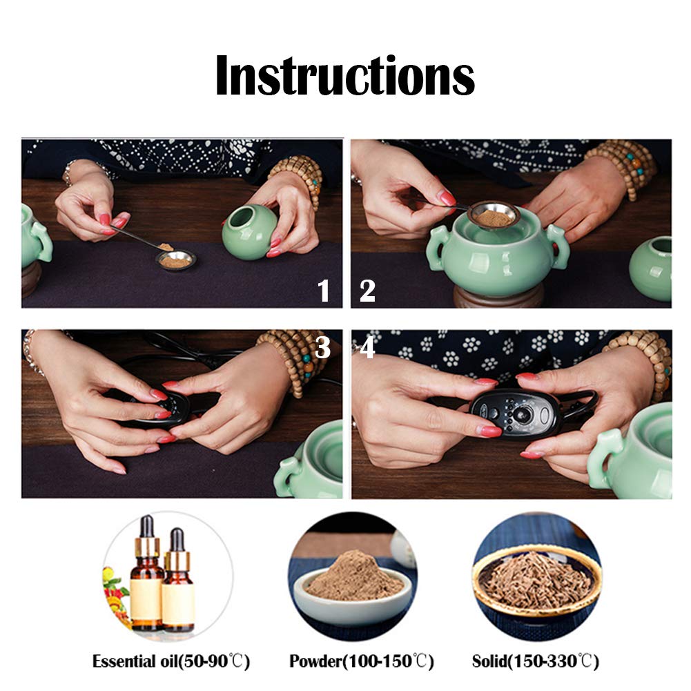 RXBFD Ceramic Electric Incense Burner - Timing Temperature Control Aromatherapy Furnace,Agarwood Essential Oil Burner,Home Porcelain,Balcony,Porch,Patio,Garden Essential