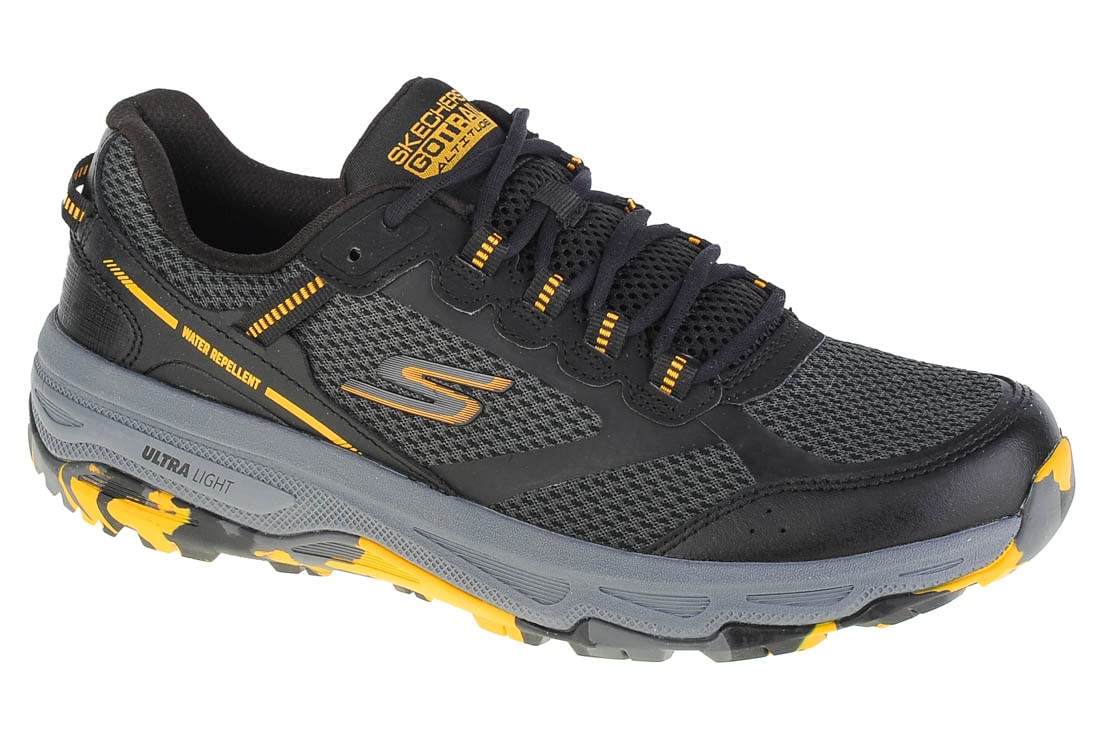 Skechers Men's GOrun Altitude-Trail Running Walking Hiking Shoe with Air Cooled Foam Sneaker, Charcoal/Blue, 10