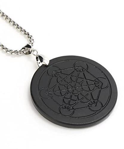 SZFMSWE shungite stones pendant necklace metatron cube