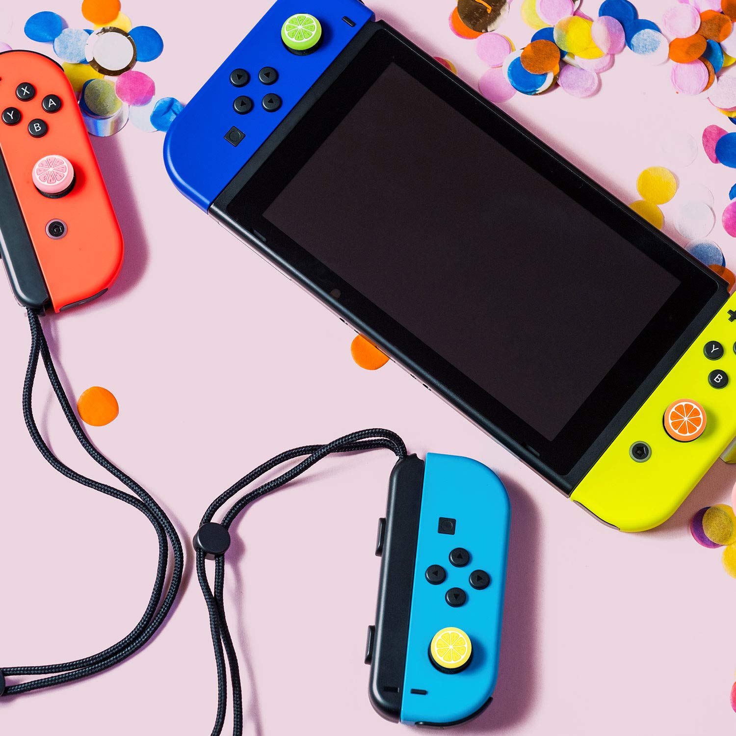 Sunmind 16 Pieces Replacement Cute Fruit Lemon Design Thumb Grip Caps Thumb Grips Analog Stick Cover Joystick Cap Cover Compatible with Nintendo Switch, Switch Lite and Joy-Con Controller