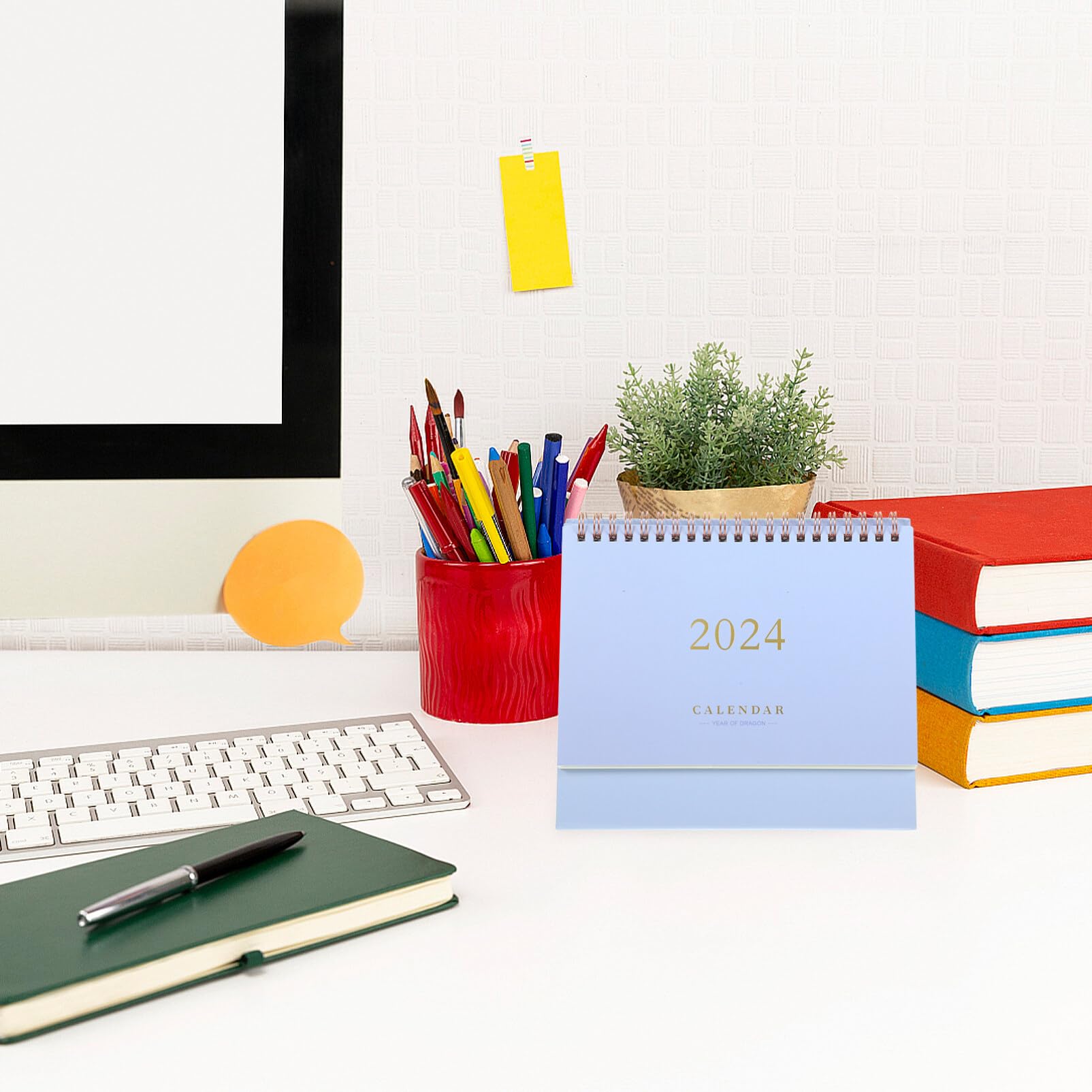 STOBOK 2024 Desk Calendar Tabletop Decor Work Desk Decor Desktop Decor Desk Calendars Office Desk Decorations Desk Pad Calendar Mini Desk Calendar Purple Notebook Bronzing Paper Student