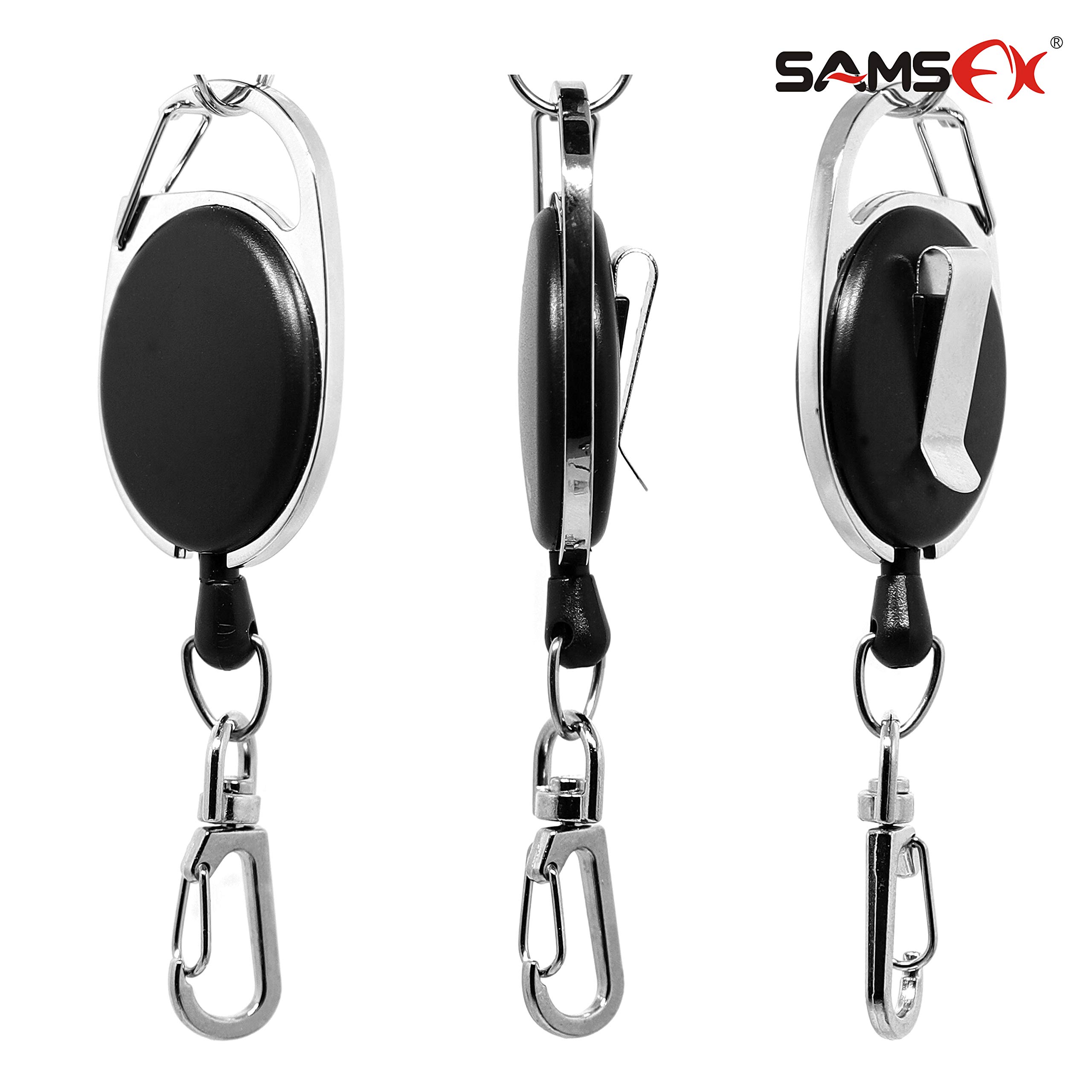 SAMSFX Fly Fishing Zinger Retractor for Gear Tools Holder (Clip on Back Retractor with Swivel Clips)