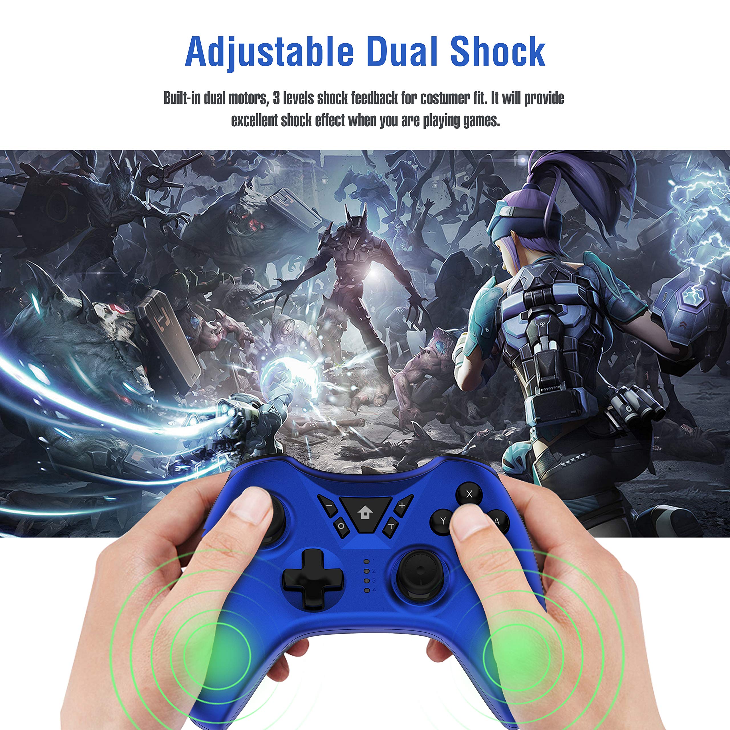 Switch Pro Controller, Wireless Switch Controller for Nintendo Switch, Supports Gyro Axis, Dual Vibration Joystick Remote Pro Controller Gamepad (Blue)