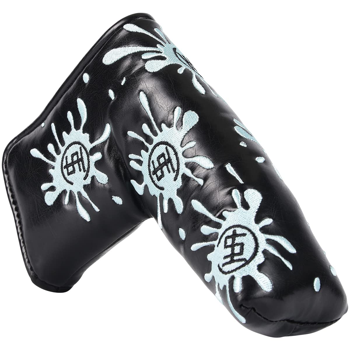 Studio Crafted Golf Painting Splash Putter Head Cover Headcover for Blade Style Putters, Leather Black Golf Blade Putter Cover Magnetic Mallet Headcover Club Protective