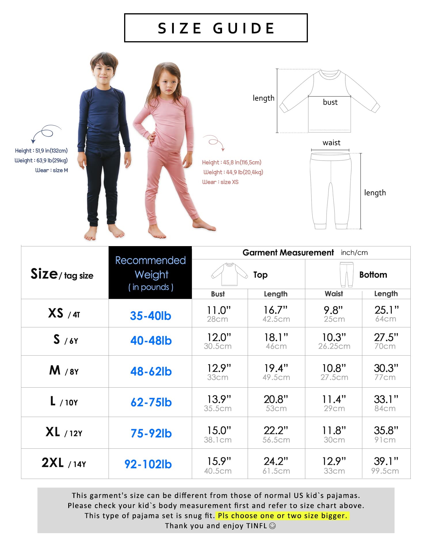 TINFL by Vaenait Girls Thermal Underwear Soft Long John Set Heatwarm Aurora Purple XS