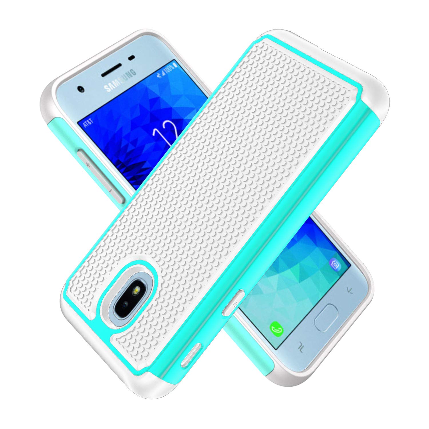 UniSpg for Galaxy J3 Orbit Case,Galaxy J3 2018 Case, Galaxy J3V 2018 Case, Galaxy J3 Star Case, Galaxy J3 Achieve Case [Military Grade] Protective Shockproof Hybrid Phone Cover [Turquoise]
