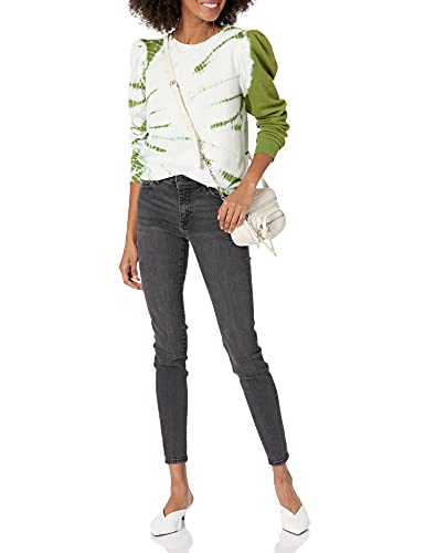 The Drop Women's Jean Puff-Sleeve Fleece Sweatshirt, Treetop, XS