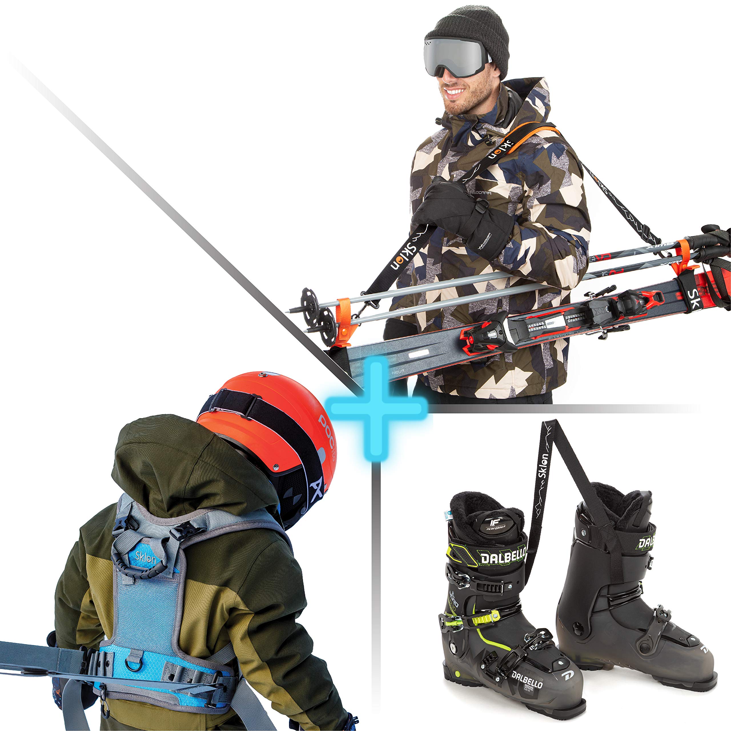 Ski & Snowboard Training Harness + Ski & Boot Carrier Bundle - Teach Your Child the Fundamentals of Skiing and Snowboarding - Complimented by Ski & Boot Carriers to Help Them Get to the Mountain
