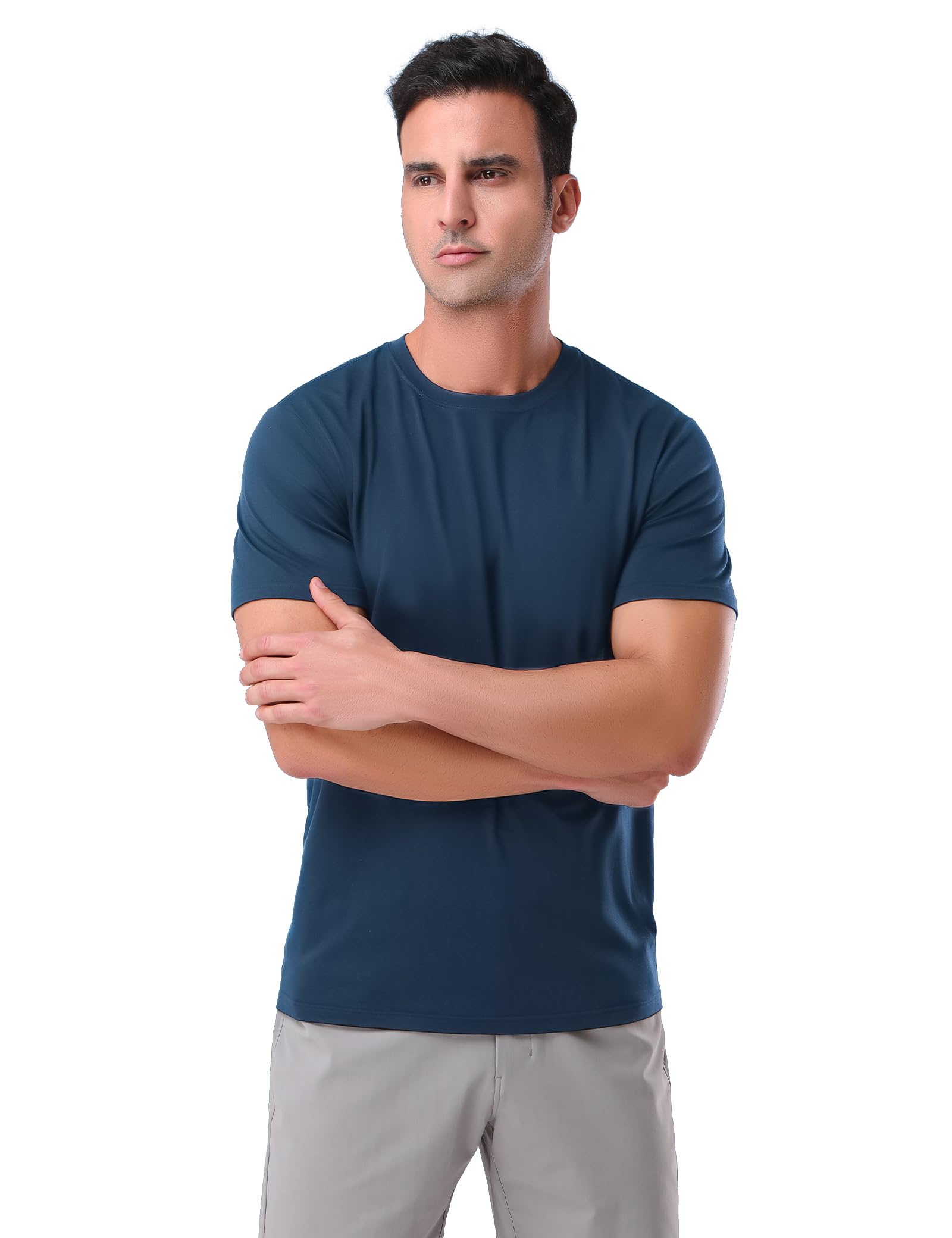 Pioneer Camp Mens Bamboo Viscose T Shirt Ultra Soft White Plain Tshirts for Men Cooling Crew Neck Casual Basic Tee Shirt